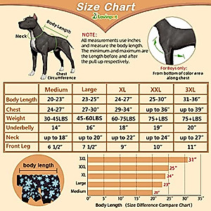 LovinPet Big Dog Onesies - Pet Anxiety Relief Shirt, Sun Protection Dog Onesie, Comfy Stretchy Fabric, Sage Print, Big Dog Surgery Recovery PJ's, Girl or Boy Dog Party Apparel,Black L
