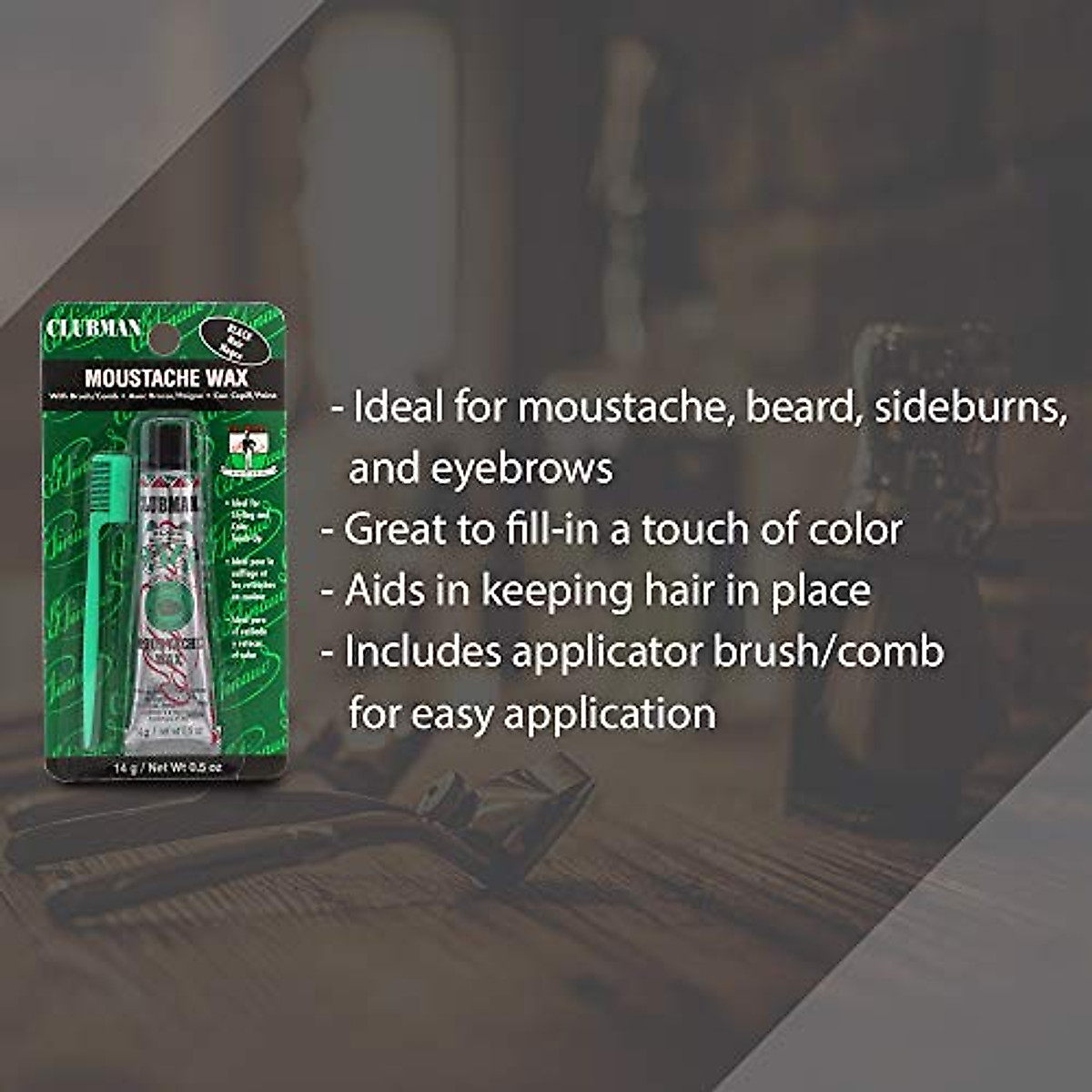 Clubman Moustache Wax Hang Pack Black 0.5 oz x 3 packs