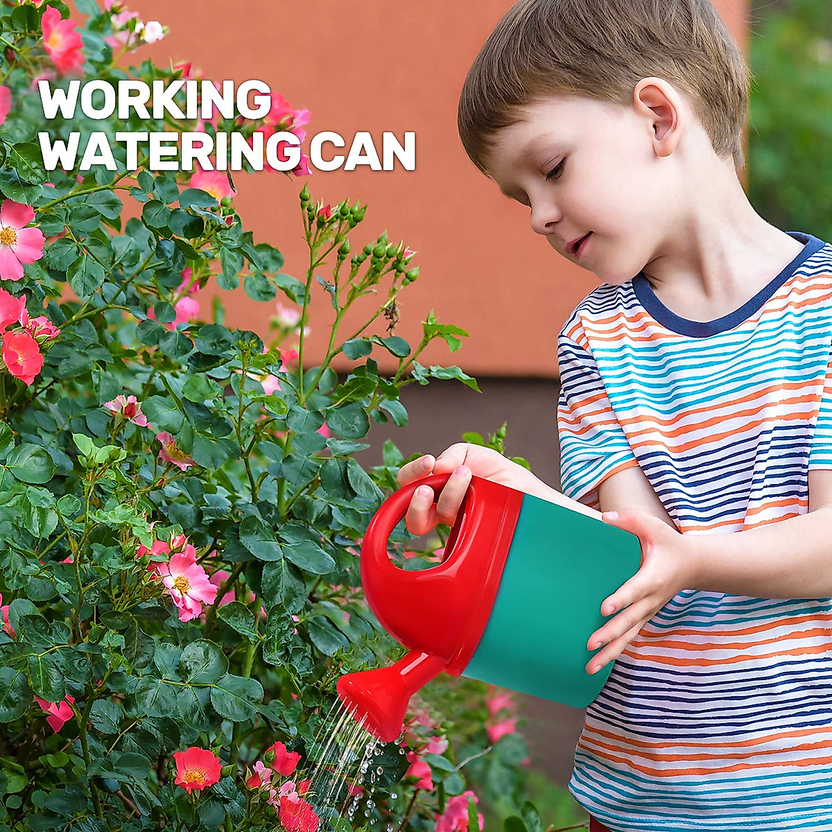 CUTE STONE Kids Gardening Tool Set, Garden Toys with Wheelbarrow, Watering Can and Shovel, Pretend Play Outdoor Indoor Toys, Gifts for Toddlers Boys and Girls