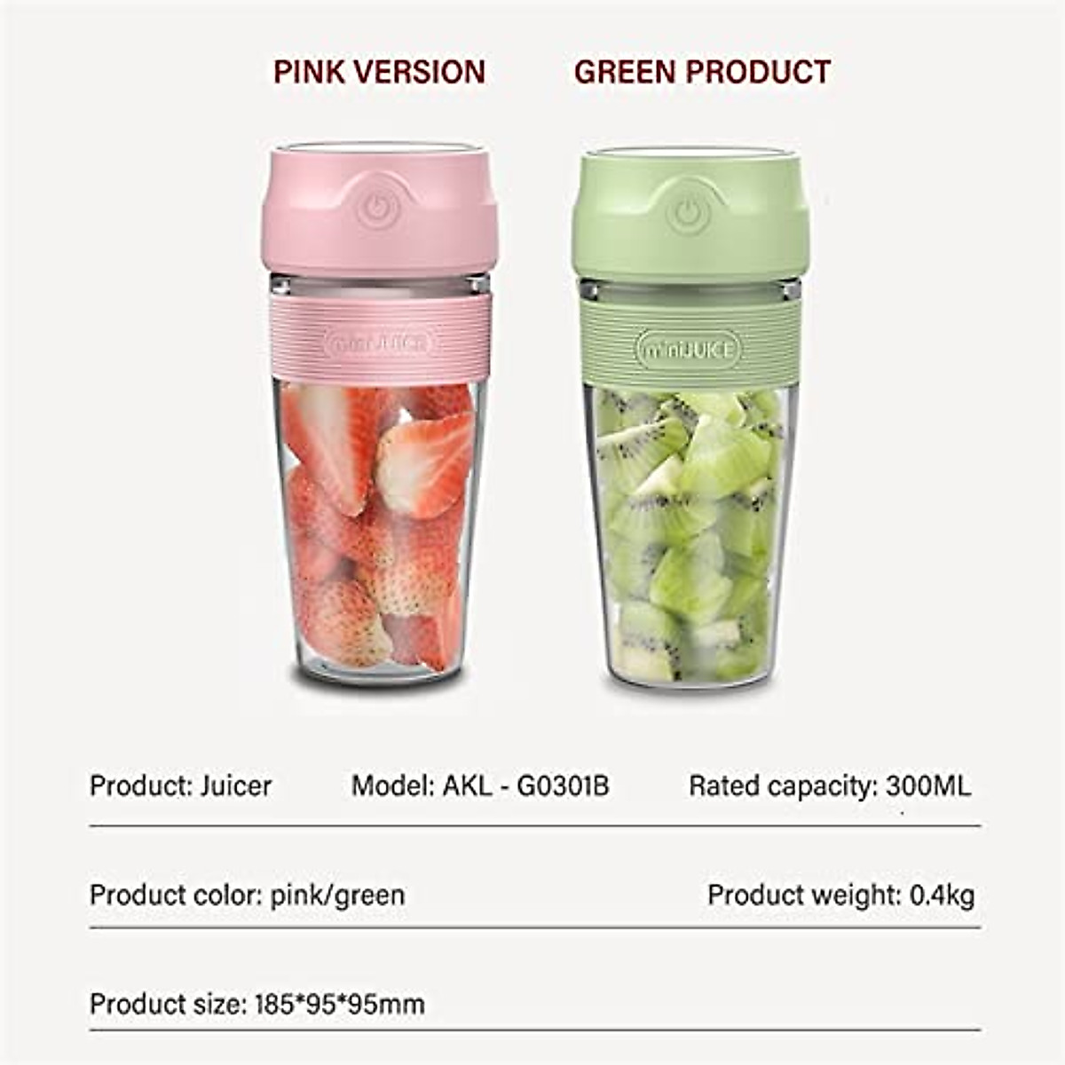 TANACC Portable Juice Blender Portable Mixer USB Electric Fruit Juicer Handheld Smoothie Maker Rechargeable Mini Food Processor Blender Bowl Juice Cup
