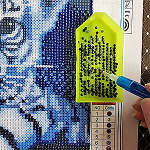 Diamond Painting Pen Kit, Handmade Resin 5D Diamond Painting Pen for Diamond Art and Nail Art, with 5 Drill Pen Picking Heads and 2 Pieces Painting Glue Clay (Sky Blue)