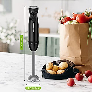 Bonsenkitchen Handheld Blender, Electric Hand Blender 12-Speed with Turbo Mode, Immersion Hand Held Blender Stick with Stainless Steel Blades for Soup, Smoothie, Puree, Baby Food