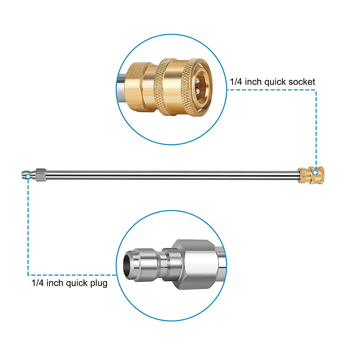 Ornem Pressure Washer Extension Wand, 17 Inch Power Washer Lance 1/4 Inch Quick Connect - Stainless Steel Power Spray Extender Wand - Power Washing Sprayer Accessories – 2 Pack