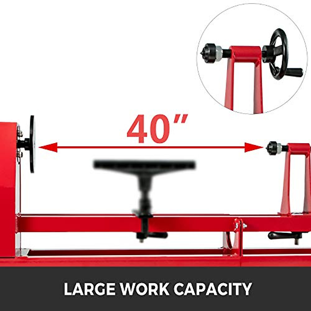 Mophorn Wood Lathe 14" x 40", Power Wood Turning Lathe 1/2HP 4 Speed 1100/1600/2300/3400RPM, Benchtop Wood Lathe with 3 Chisels Perfect for High Speed Sanding and Polishing of Finished Work
