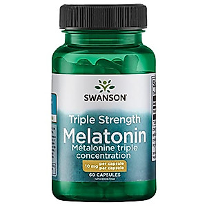 Swanson Triple Strength Melatonin - Natural Sleep Support for Disrupted Sleep Cycles - (60 Capsules, 10mg Each)