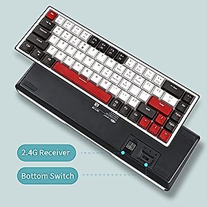 MageGee 60% Wireless Mechanical Gaming Keyboard, 68 Keys Hot-Swappable Compact RGB Backlit Gaming Keyboard, SKY68 Plus Wired/Wireless 3-Mode Office Keyboard for Laptop PC (Red Switch, Black & White)