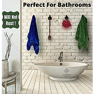 Loudoun Rustics Industrial Hooks for Bathroom Robe. Wall Hooks for Hanging Towels, Vintage Style Cast Iron Pipe Wall Mounted Heavy Duty Farmhouse DIY Coat Rustic Hook (Black (Set of 4))