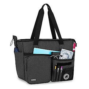 Trunab Nurse Tote Bag for Work with Padded 15.6” Laptop Sleeve, Black