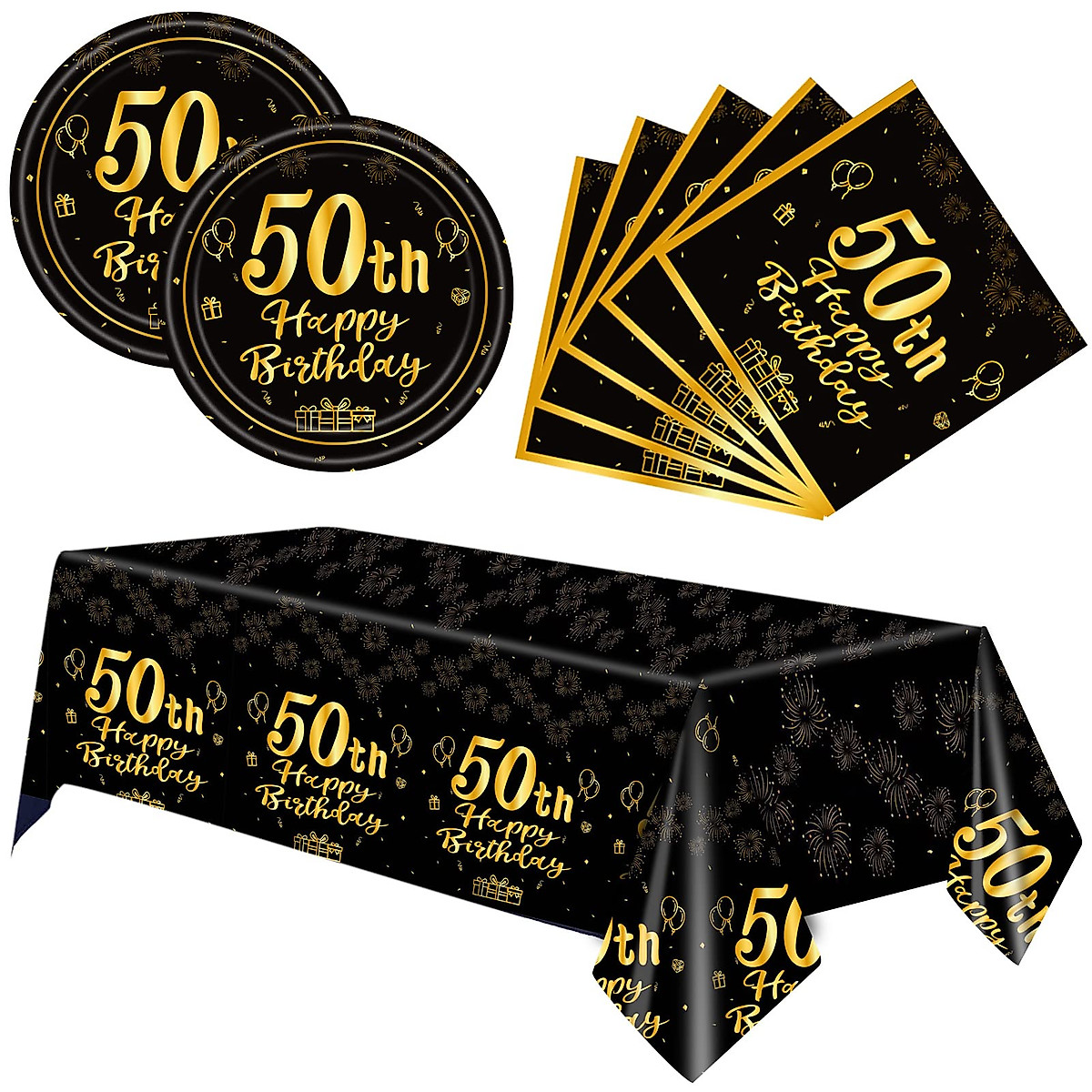 Juhap 41Pcs 50th Birthday Decorations Back in 1973 50th Wedding Anniversary Decorations for Men Women 50 Years Theme Party Supplies Tableware Set Includes Plates Napkins and Tablecloth, Service for 20