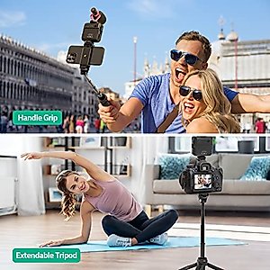Smartphone Video Vlogging Kit with LED Light, Phone Holder, Microphone, Tripod, Carry Bag, TECELKS YouTube Starter Kit for iPhone/Android, Content Creator Kit for Video Recording Vlogging(Black)