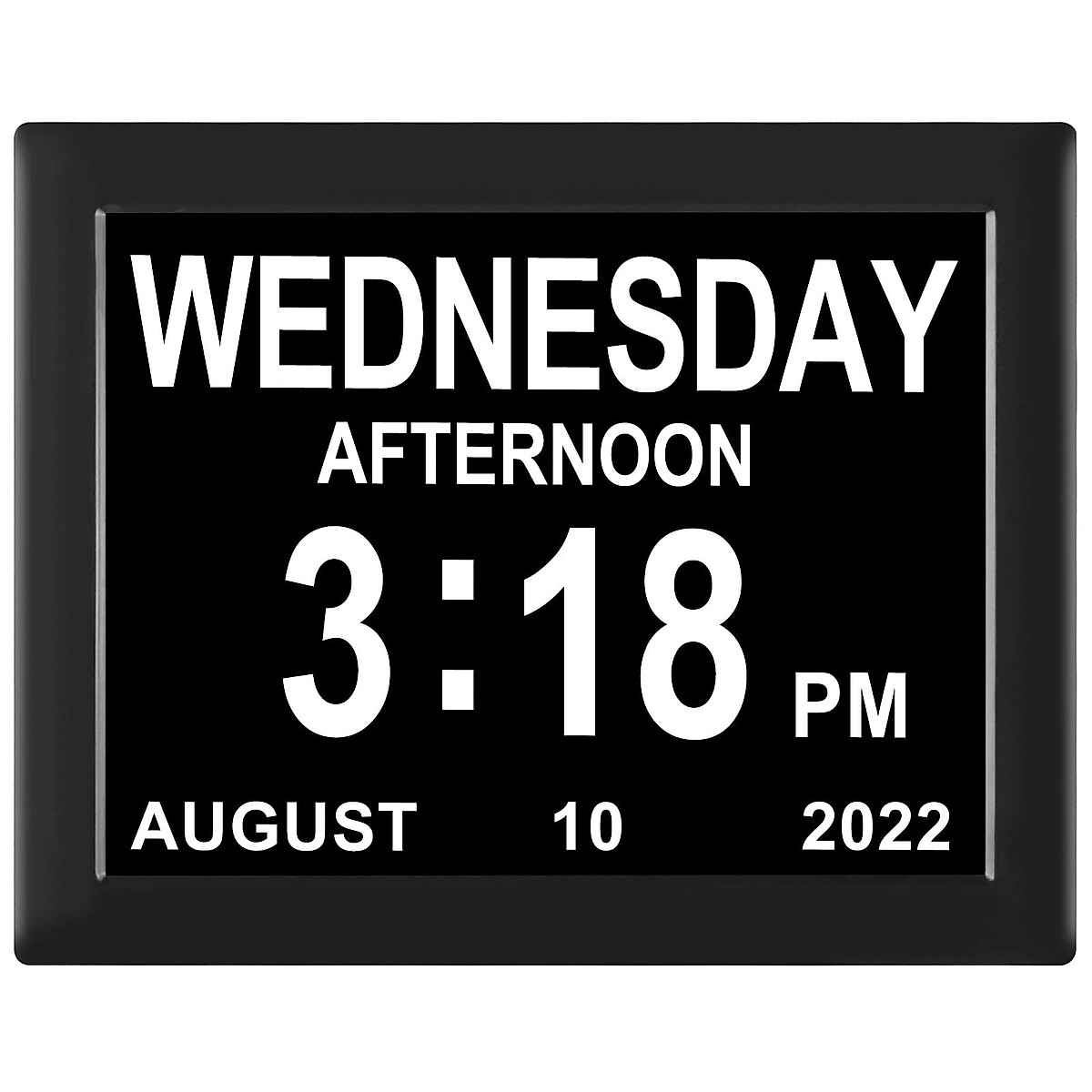 Digital Calendar Clock Date and Time Day of The Week Clock 8 Alarm Options + Auto Dimming for Seniors Dementia Elderly Patients
