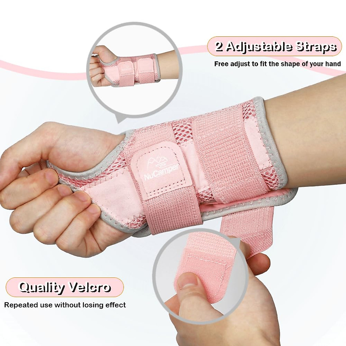 NuCamper Wrist Brace Carpal Tunnel Right Left Hand for Men Women, Night Wrist Sleep Supports Splints Arm Stabilizer with Compression Sleeve Adjustable Straps,for Tendonitis Arthritis Pain Relief