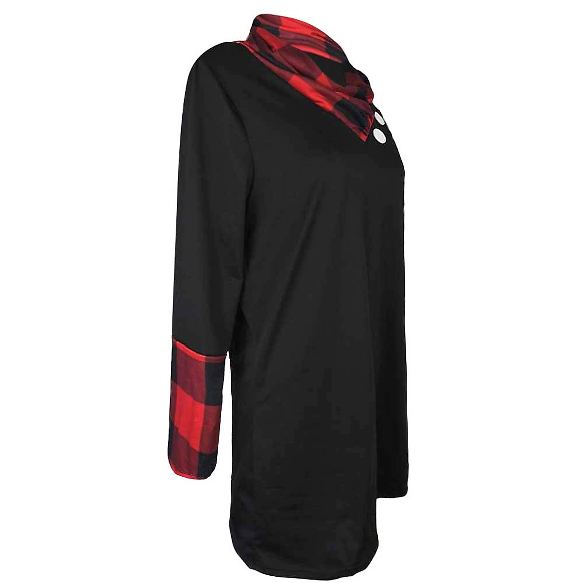 Women's Pullover Hoodie Funnel Neck Long Sleeve Hooded Sweatshirt Colorblock Patchwork Drawstring Top Blouse