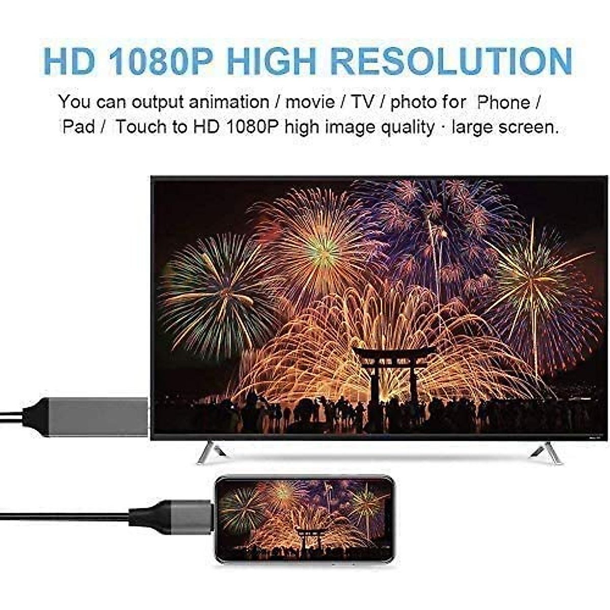 [Apple MFi Certified] Lightning to HDMI Adapter for Phone to TV,Compatible with iPhone,iPad, Sync Screen Connector Directly Connect on HDTV/Monitor/Projector NO Need Power Supply（6.6FT）