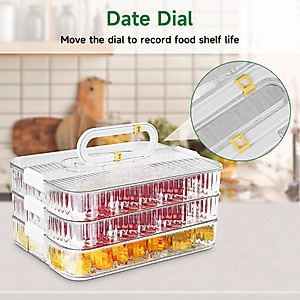 Deli Meat Container for Fridge, Bacon Lunch Meat Container for Refrigerator, Three-ply Cold Cuts Storage Containers for Fridge, Food Storage Boxes with Lids, Meal Prep Containers for Cheese, Fruit