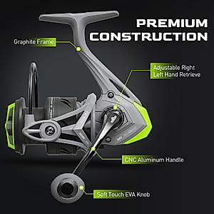 HANDING M1 Spinning Reel, Freshwater Fishing Reels Spinning, 9+1 Ball Bearings, 26.5LBs Max Drag, 5.2:1 Gear Ratio, Graphite Frame, CNC Aluminum Spool, 500 to 5000 Series, Handle Interchangeable