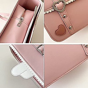 Girls College Style Anime Schoolbag Students Cute Sweet Angel Wings Novelty Backpack Women's Fashion Casual Daypacks (White,11.4*3.9*12.2in)