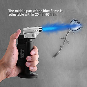 Kitchen Torch, Refillable Butane Torch Lighter Blow Torch with Safety Lock and Adjustable Flame for Baking, Cooking, Gold and Silver Jewelers, Metal Welding(Butane Gas Not Included)
