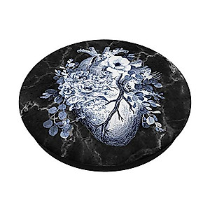 Blue vintage Anatomy human heart with roses, botanical heart PopSockets Swappable PopGrip