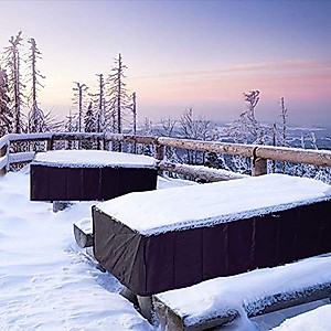 Lagaga Patio Furniture Covers Black Outdoor Rectangular Square 210D Oxford Cloth Garden Table Chair Set Protective Cover with Drawstring Waterproof Dustproof UV Resistant Cover (120x120x74cm)