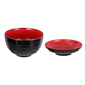 Hemoton Unbreakable Ramen Bowl Soup Bowl with Cover,Japanese Style Melamine Ramen Bowls Large Noodle Bowl for Salad Miso Udon Soup Noodles Rice or Asian Food