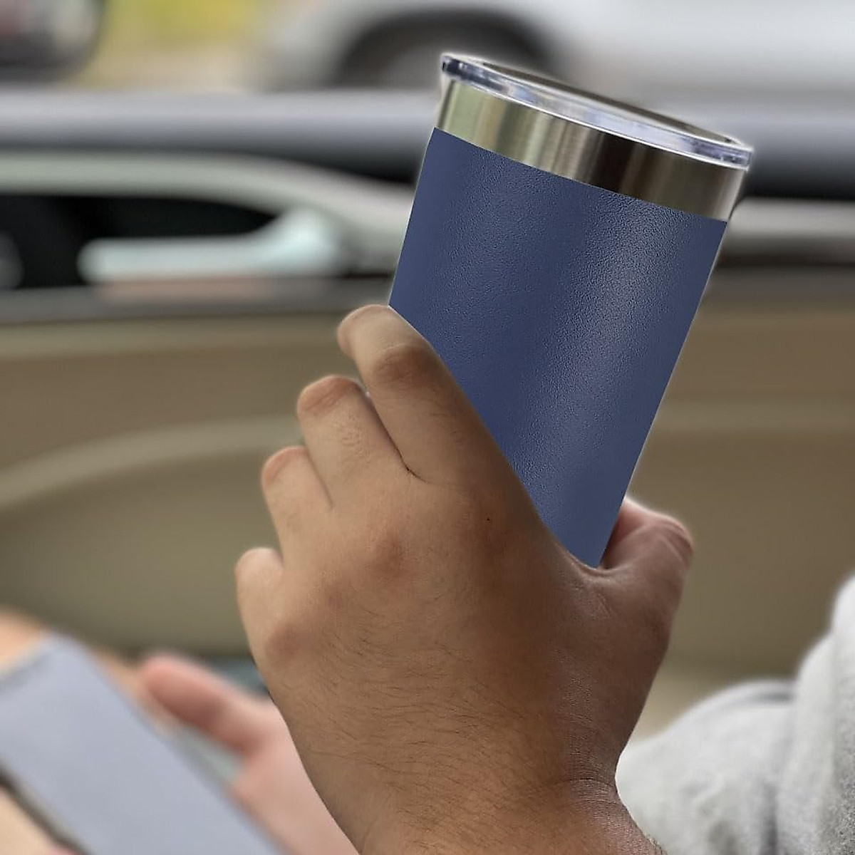 LaserGram 16oz Vacuum Insulated Pint Tumbler, Polar Bear, Personalized Engraving Included (Navy Blue)