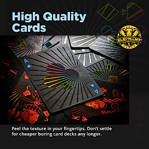 PREMIUM PLAYING CARDS, High Quality Deck of Cards, Cool Prism Gloss Ink, Best Poker Cards, Unique Bright Rainbow & Red Colors for Kids & Adults, Black Card Decks Games, Standard Size