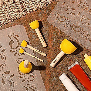 5 PCs Foam Stencil Stippling Brush // Sponge Stippler // Wooden Handle // Paint // Craft // Stenciling