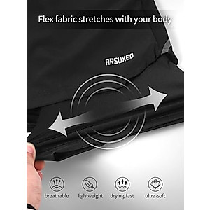 ARSUXEO Men's 2 in 1 Active Running Shorts with 2 Zipper Pockets B191 Black Size Medium