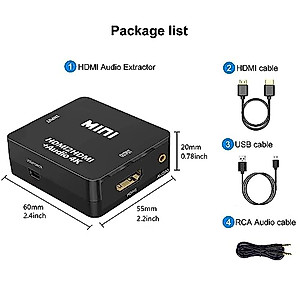 HDMI Audio Extractor, 4K HDMI to HDMI Splitter 3.5mm AUX Audio 1080P, Compatable for TV, PC, PS3/4/5, Blu-ray/DVD/HD Player, Projector, Sound System, Xbox, Switch