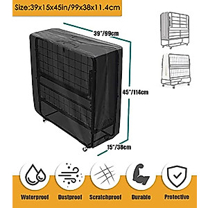 Universal Folding Bed Storage Cover 39" Lx 15 "W x 44.8 "H Rollaway Bed Storage Cover Fits Twin Size 38 Inch Beds Dustproof Guest Bed Protector with Zipper for Easy On and Off Black