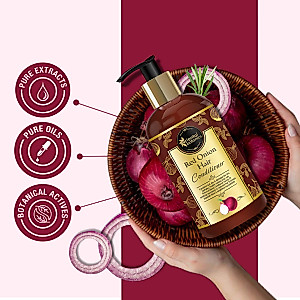 Oriental Botanics Red Onion Hair Conditioner with Red Onion Oil & 25 Botanical Actives - No Parabens, Mineral Oil, Sulphate, 300ml