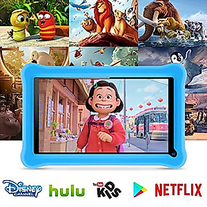 Kids Tablet 7 inch Android 11 Tablet for kids(Ages 2-10),RAM 3GB ROM 32GB with 128GB Expand, Kids Software Pre-installed, Google Certified Tablet,Dual Camera, Bluetooth, WiFi with Shockproof case-Blue