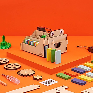 KiwiCo - Domino Machine, Wooden Domino Set for Family Games with 100 Dominoes and Wood Domino Robot, for Kids Ages 9+