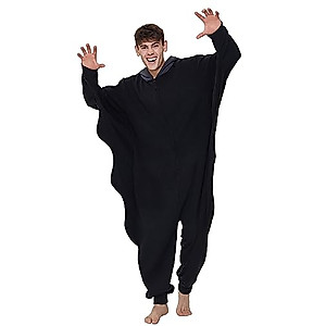 Dodheah Plague Doctor Onesie Costume Black Steampunk Jumpsuit Cartoon Pajamas Cosplay One-piece Halloween Dress Up Outift for Adult Grey M