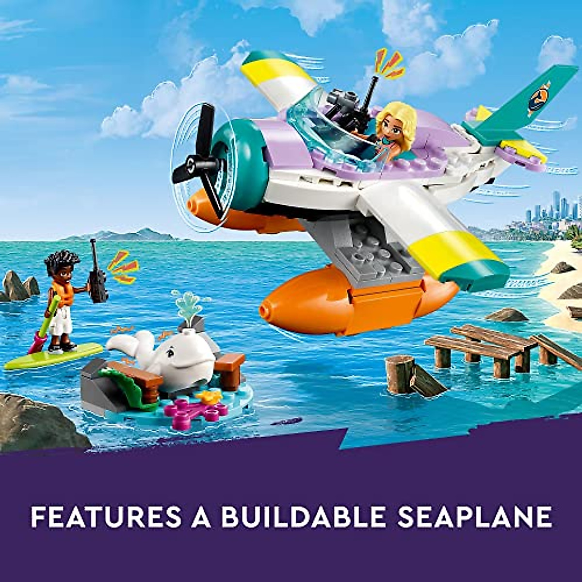 LEGO Friends Sea Rescue Plane 41752 Building Toy, Creative Fun for Girls and Boys Ages 6+, Includes 2 Mini-Dolls and a White Whale Plus Lots of Accessories, A Fun Gift for Kids Who Love Sea Life