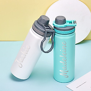 KEAECIZ Personalized Water Bottle Engraved Your Name, Custom 18oz Stainless Steel Sports Bottle with Spout Lid, Perfect for the gym and office/Outdoors Insulated Water Bottle