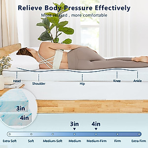 Timimi Memory Foam Mattress Topper King - 4 Inch Gel Cooling Mattress Pad for King Size Bed with Removable Washable Cover(21'' Deep Pocket) - Bed Topper for Back Pain (CertiPUR-US Certified - White)