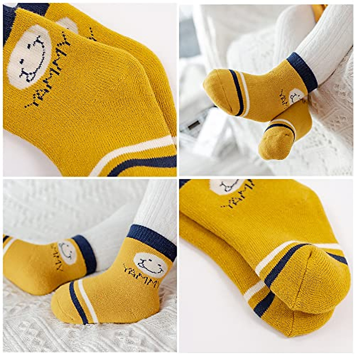 Fly love Toddler Winter Socks Kids Wool Hiking Socks Boys Girls Warm Thick Cotton Boot Crew Socks 5pairs (1-2 Year, Style C (4 Pairs))