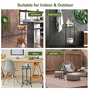 Plant Stands Indoor,Tall Metal Potted Plant Display Holder 2 Tier Patio Flower Pot Stands Anti-Rust Heavy Duty Multiple Stand Holder Shelf Rack(20.3'')