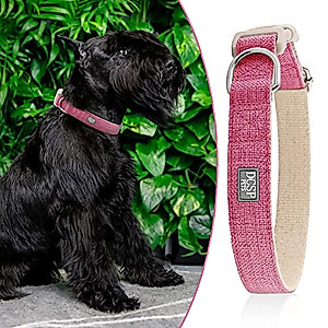 DCSP Pets Dog Collar – Heavy-Duty Dog Collar for Small Dogs, Medium and Large – Eco-Friendly Natural Fabric – Durable and Skin-Friendly – Soft Dog Collar for All Breeds – Medium, Pink