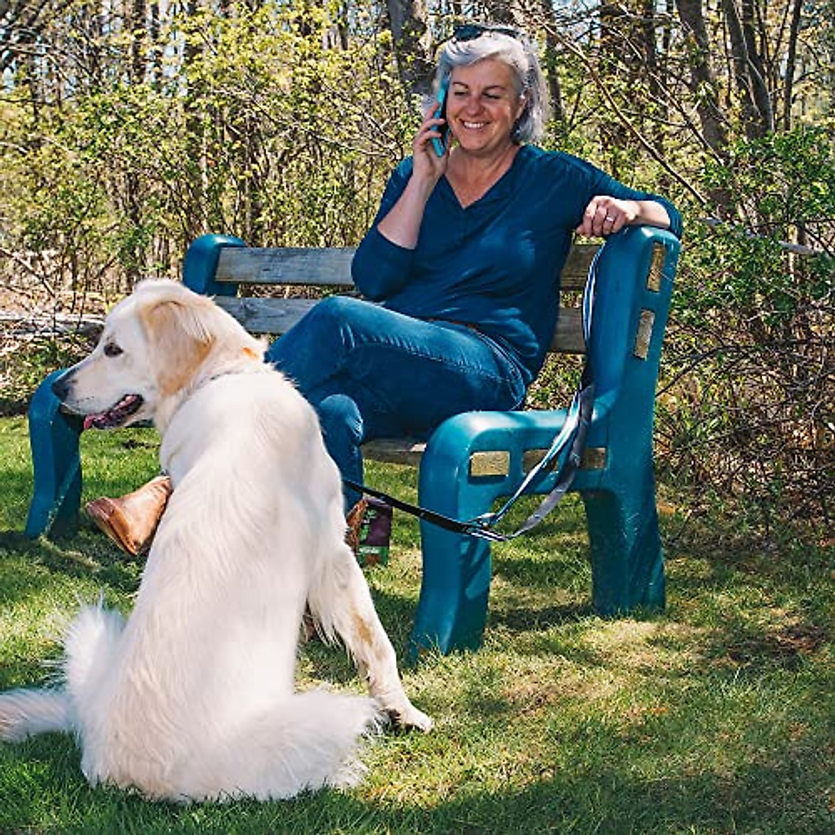 Kurgo 6 in 1 Hands Free Dog Leash , Reflective Running Belt Leash for Dogs, Crossbody & Waist Belt Leash, Carabiner clip, Padded Handle, For Training, Hiking, or Jogging, Quantum Leash, Coastal Blue, Large