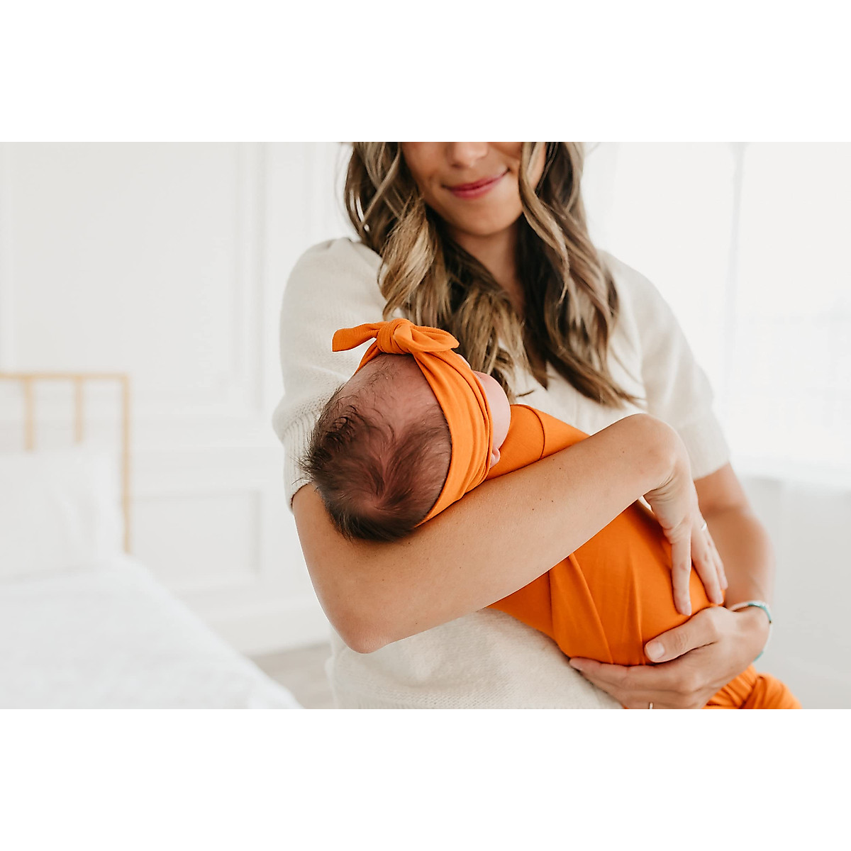Large Premium Knit Baby Swaddle Receiving Blanket "Blaze" by Copper Pearl