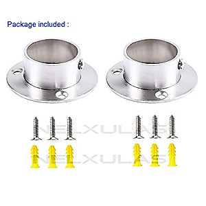 NELXULAS Stainless Steel Heavy Duty Closet Rod Holder,Shower Curtain Rod End Supports Socket,Flange Rod Holder Closet Pole,Adjustable Tightness easy installation (2 INCH, Silver)
