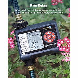 DEWENWILS Sprinkler Timer, Water Timer for Garden Hose, Programmable Hose Timer Automatic Faucet Watering Irrigation Timer for Yard Lawn, Manual Rain Delay Mode, Low Battery Warning