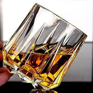 RIS LAN Old Fashioned Glasses Set of 6-12 Oz Crystal Glass Whisky Glasses, Luxury Whiskey Glasses for Drinking Bourbon, Scotch Whisky, Cocktails, Cognac, Unique Gifts for Men