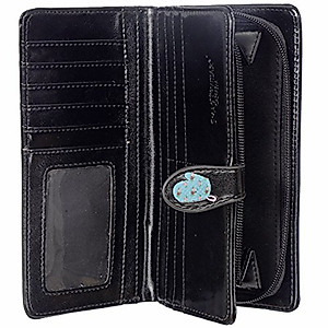 Shag Wear Women's PU Vegan Leather Card Holder Slim Trendy Snap Closure Large Bifold Clutch Wallet with 11 Credit Card Slots, 1 Clear ID Pocket, and 1 Zipper Pocket (Baking Needs, Black)