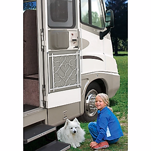 Camco Deluxe Aluminum RV Screen Door Grille | Adds a Sturdy Feel to the RV Door | Adjusts from 20-inches to 32-inches Wide | (43991)