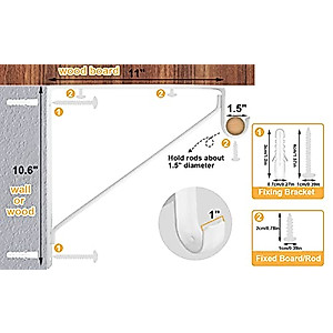 4Pack Closet Shelf Brackets, Heavy Duty Closet Rod & Shelf Brackets, 11 Inch Closet Brackets with Rod Holder, Hanger Pole Support Bracket for Clothes, Wall Mount Closet Rod Brackets with Screws-White