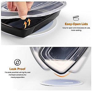 Glotoch Meal Prep Container Reusable,50Pack 32oz Plastic Food Prep Containers with Lids,BPA Free,Microwave, Dishwasher Safe Disposable To Go Containers for Food,Leftover,Single Compartment